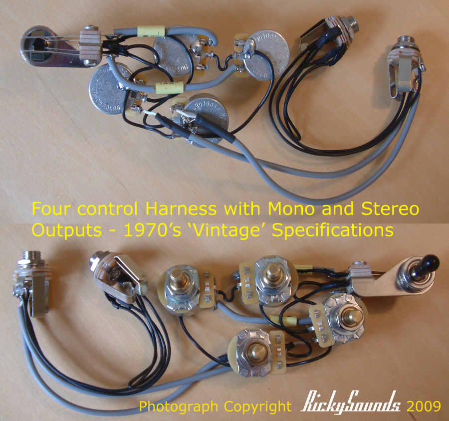 1970's style 4 Control harness with Ric O Sound output for Rickenbacker ...